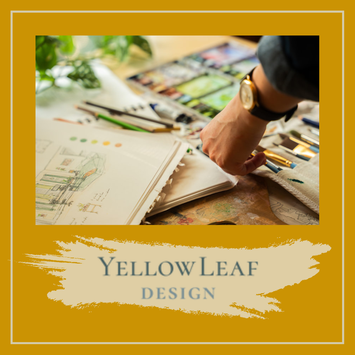 Yellow Leaf Design Watercolor Classes – C.C. Lowell